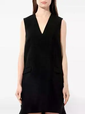 Balenciaga X Alexander Wang V-neck Asymmetrical Mini Dress - Black