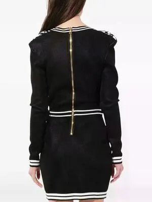 Balmain Leopard Print Lace-up V-neck Dress