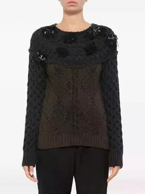 LANVIN Embroidered Cable-knit Sweater