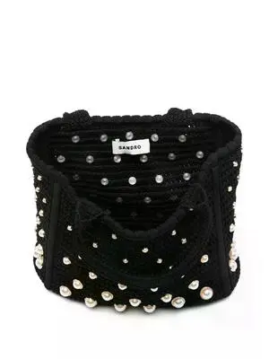 Sandro Embellished Crochet Tote Bag