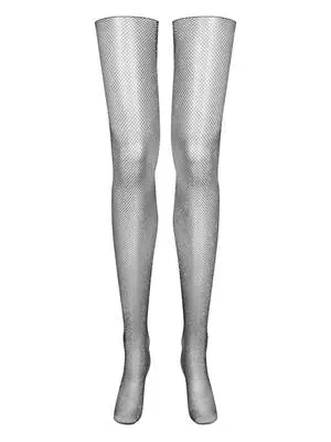 MAISON CLOSE Lurex Detail Mesh Stockings - Black