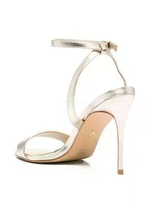 ANDREA CARRANO Metallic Leather Ankle-strap Heeled Sandals - Gold