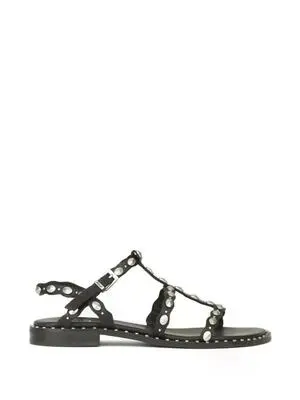Ash Stud-embellished Cage Flat Sandals - Black