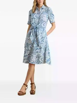 Ralph Lauren Paisley Print Tie-front Midi Dress - Blue