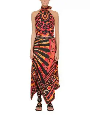 Emilio Pucci Geometric Print Halterneck Silk Top