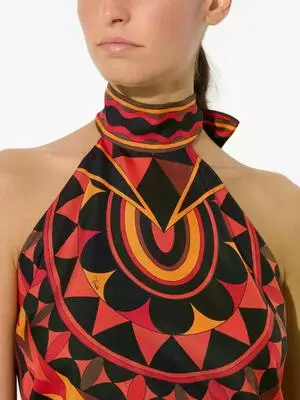 Emilio Pucci Geometric Print Halterneck Silk Top