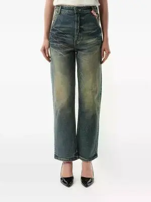 FAX COPY EXPRESS Straight Leg Jeans With Whiskering Effect