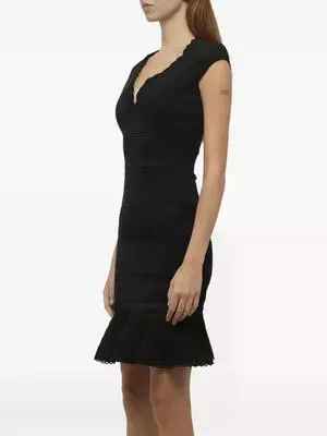 Alexander McQueen V-neck Mini Dress With Cap Sleeves And Peplum Hem