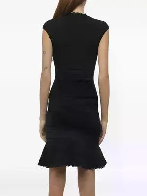 Alexander McQueen V-neck Mini Dress With Cap Sleeves And Peplum Hem