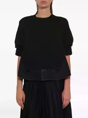 Sacai Paneled Crew Neck Sweater - Grey