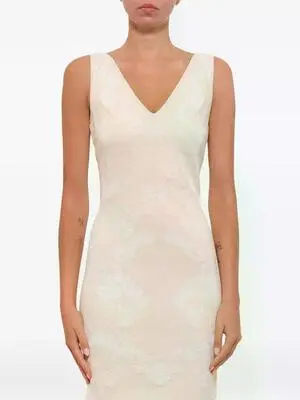 Alexander McQueen V-neck Floral Jacquard Mini Dress