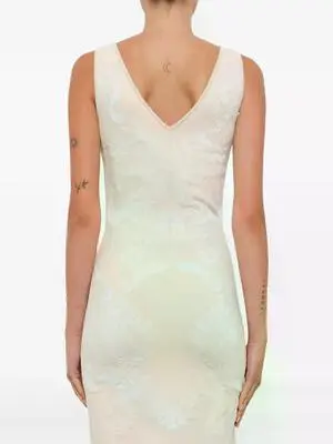 Alexander McQueen V-neck Floral Jacquard Mini Dress