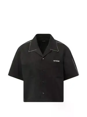 We11Done Logo Embroidered Piping Detail Shirt - Black