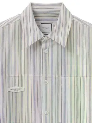 WOOYOUNGMI Striped Embroidered Shirt