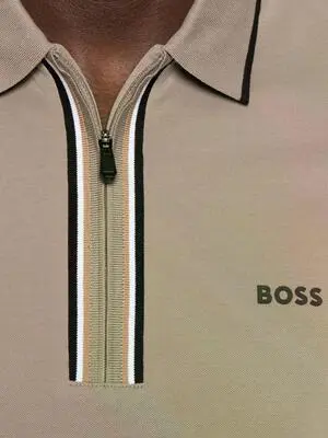 BOSS Philix Zip-fastening Polo Shirt - Neutrals