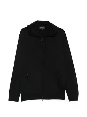 Emporio Armani Zip-up Virgin-wool Sweater - Black