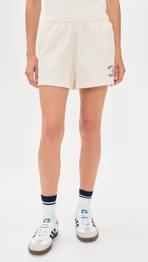 SPORTY & RICH Varsity Crest Disco Shorts - Ecru