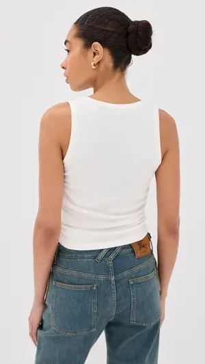 Burberry Ribbed Ruched Tank - Chalk