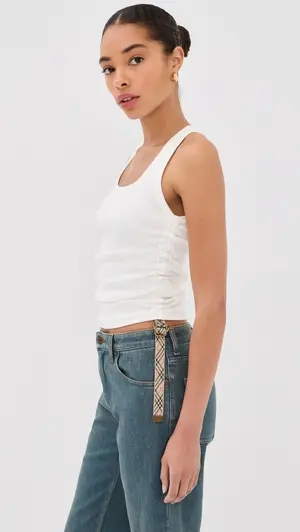 Burberry Ribbed Ruched Tank - Chalk