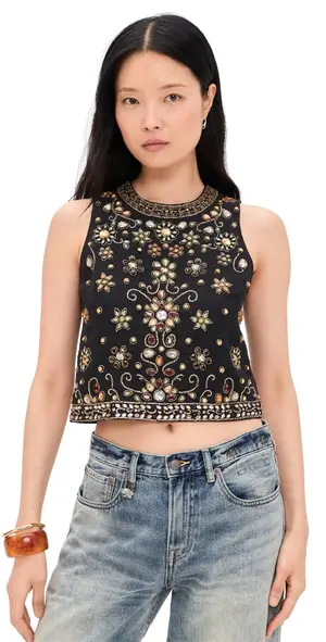 Alice + Olivia Embellished Boxy Tank Top