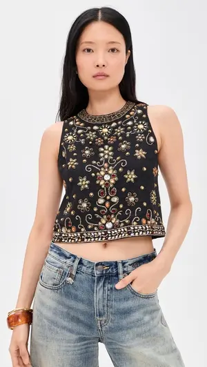 Alice + Olivia Embellished Boxy Tank Top