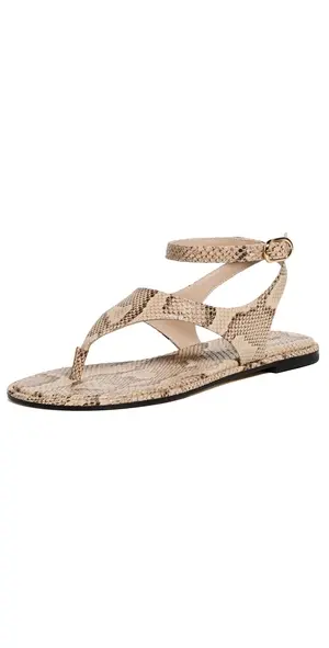 STUART WEITZMAN Marley Snake-embossed Goatskin Sandals - Adobe