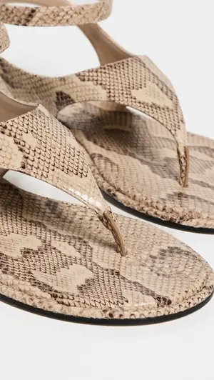 STUART WEITZMAN Marley Snake-embossed Goatskin Sandals - Adobe