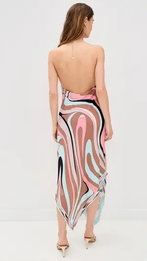 L'Agence Abstract Swirl Elise Midi Dress