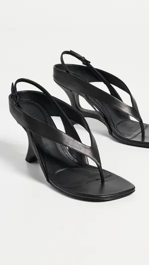 Simkhai Darya Leather Wedge Thong Sandals - Black