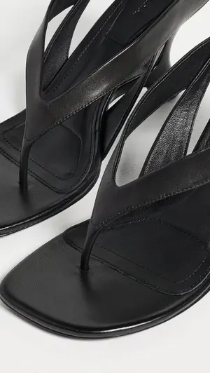 Simkhai Darya Leather Wedge Thong Sandals - Black