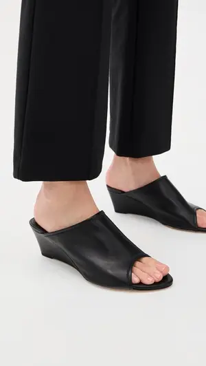 AeydĒ Suzanne Nappa Leather Wedge Sandals - Black