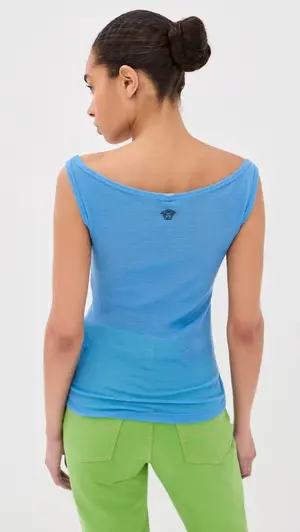 Versace Ribbed Medusa Embroidery Tank Top