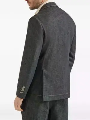 Brunello Cucinelli No-fade Lightweight Denim One-and-a-half Breasted Deconstructed Blazer With Patch-pockets And Metal Buttons - Grey