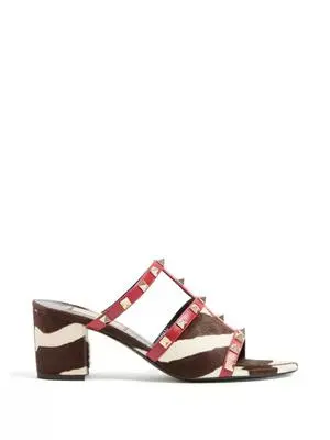 Valentino Garavani Rockstud Pony-effect Calfskin Slide Sandals