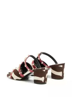 Valentino Garavani Rockstud Pony-effect Calfskin Slide Sandals