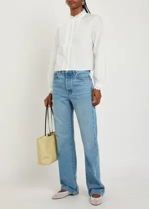 FRAME Keepsake Broderie Anglaise Cotton Poplin Blouse