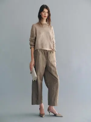 REFORMATION Elara Pant Wide-leg Drawstring Trousers - Brown