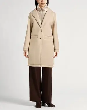 Herno Single-breasted Viscose Coat - Beige