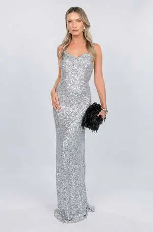 ROSERRY Margot Sequin Maxi Dress - Green