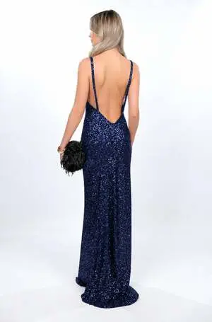 ROSERRY Margot Sequin Maxi Dress Navy - Green