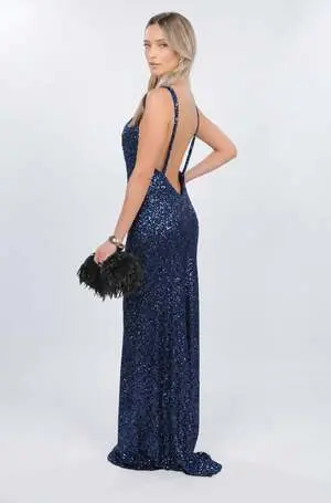 ROSERRY Margot Sequin Maxi Dress Navy - Green