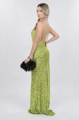 ROSERRY Margot Sequin Maxi Dress - Green