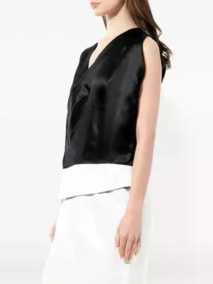 Balenciaga Two-tone Draped V-neck Dress