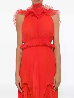 Givenchy Ruffled Pleated High Neck Dress