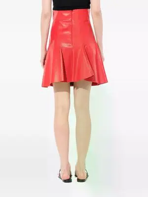 Alexander McQueen Embroidered Leather A-line Skirt