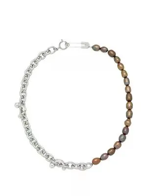 YOJ Link Chain Necklace With Pearl Embellishments