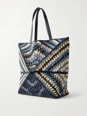 Loewe Fold Large Raffia Shoulder Bag - Blue