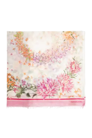 FERRAGAMO Scarf With Floral Motif - Pink
