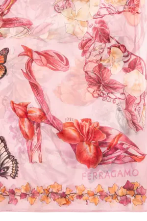 FERRAGAMO Silk Scarf With Floral Motif - Pink