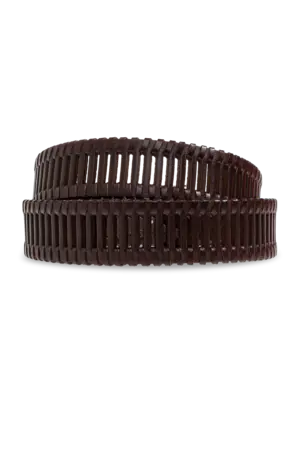 FERRAGAMO Leather Belt With Gold Buckle - Brown